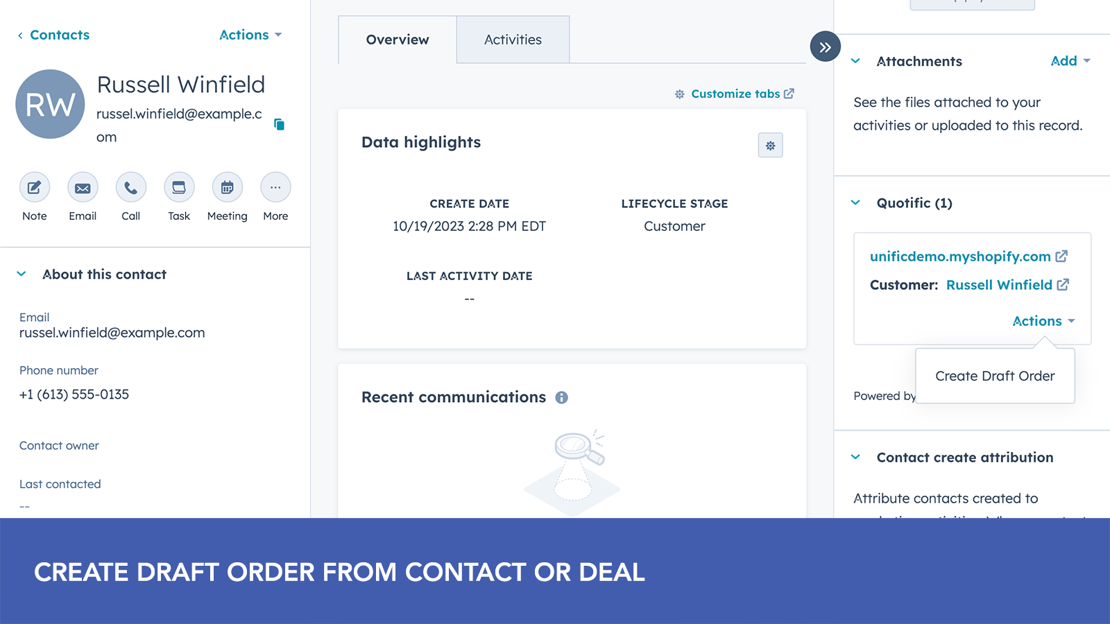 Shopify Draft Orders: Quotific - App for HubSpot